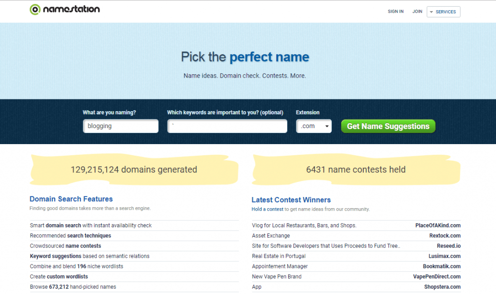 Domain name suggestion tools for website/blog - Tecocraft